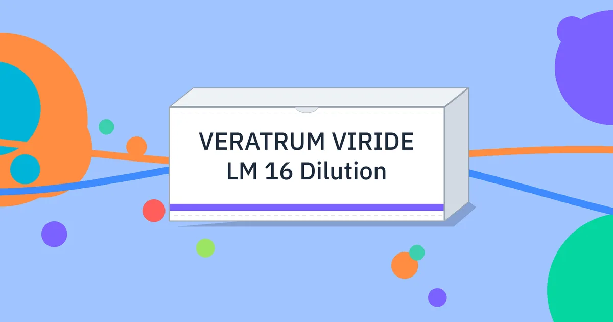 Symbolbild: Packung mit der Aufschrift VERATRUM VIRIDE LM 16 Dilution (PZN 13265349) – Verfügbarkeit und Bezug in Apotheken in Frankfurt am Main