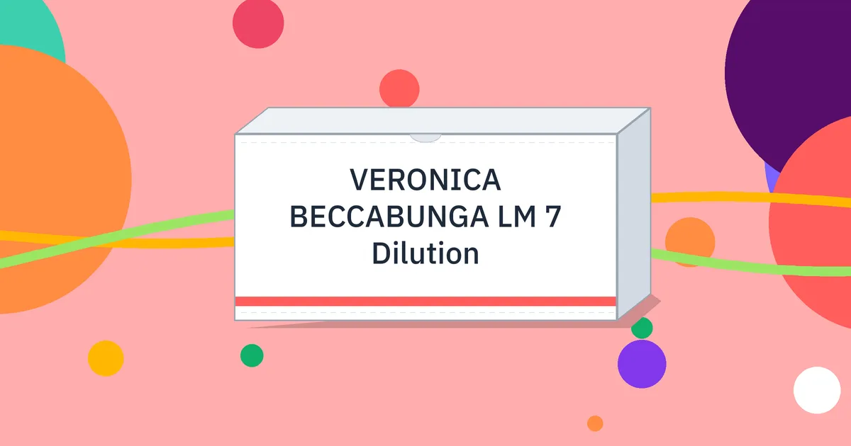 Symbolbild: Packung mit der Aufschrift VERONICA BECCABUNGA LM 7 Dilution (PZN 13268827) – Verfügbarkeit und Bezug in Apotheken in Frankfurt am Main