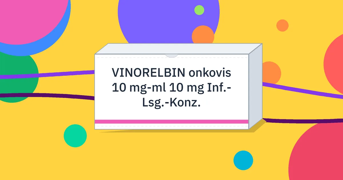 Symbolbild: Packung mit der Aufschrift VINORELBIN onkovis 10 mg-ml 10 mg Inf.-Lsg.-Konz. (PZN 09701951) – Verfügbarkeit und Bezug in Apotheken in Frankfurt am Main