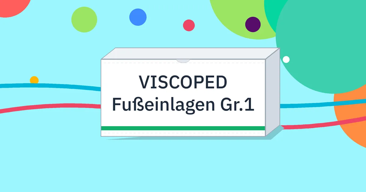Symbolbild: Packung mit der Aufschrift VISCOPED Fußeinlagen Gr.1 (PZN 07131679) – Verfügbarkeit und Bezug in Apotheken in Frankfurt am Main