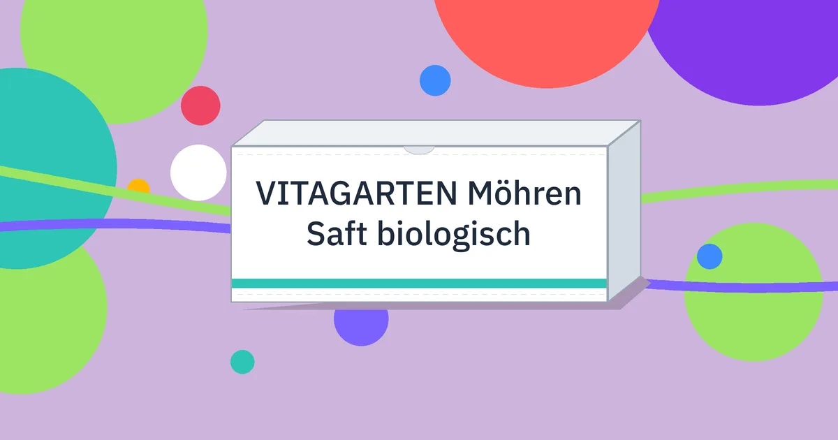 Symbolbild: Packung mit der Aufschrift VITAGARTEN Möhren Saft biologisch (PZN 07221804) – Verfügbarkeit und Bezug in Apotheken in Frankfurt am Main