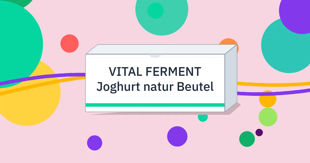 Symbolbild: Packung mit der Aufschrift VITAL FERMENT Joghurt natur Beutel (PZN 02850145) – Verfügbarkeit und Bezug in Apotheken in Frankfurt am Main