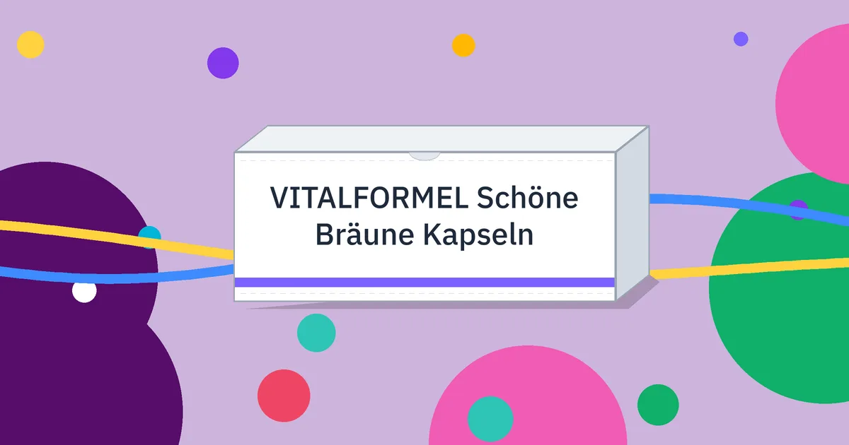 Symbolbild: Packung mit der Aufschrift VITALFORMEL Schöne Bräune Kapseln (PZN 06798022) – Verfügbarkeit und Bezug in Apotheken in Frankfurt am Main