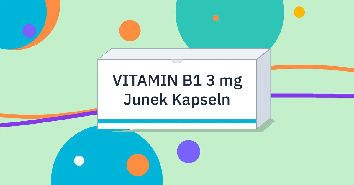 Symbolbild: Packung mit der Aufschrift VITAMIN B1 3 mg Junek Kapseln (PZN 11322103) – Verfügbarkeit und Bezug in Apotheken in Frankfurt am Main