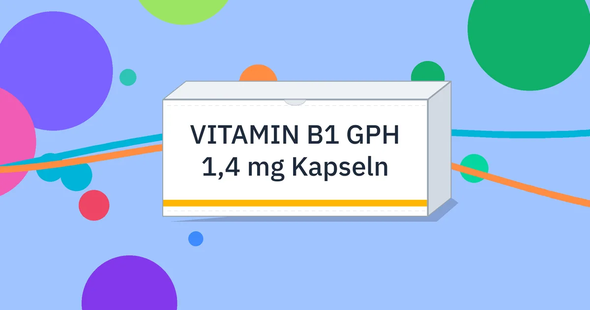 Symbolbild: Packung mit der Aufschrift VITAMIN B1 GPH 1,4 mg Kapseln (PZN 01642829) – Verfügbarkeit und Bezug in Apotheken in Frankfurt am Main