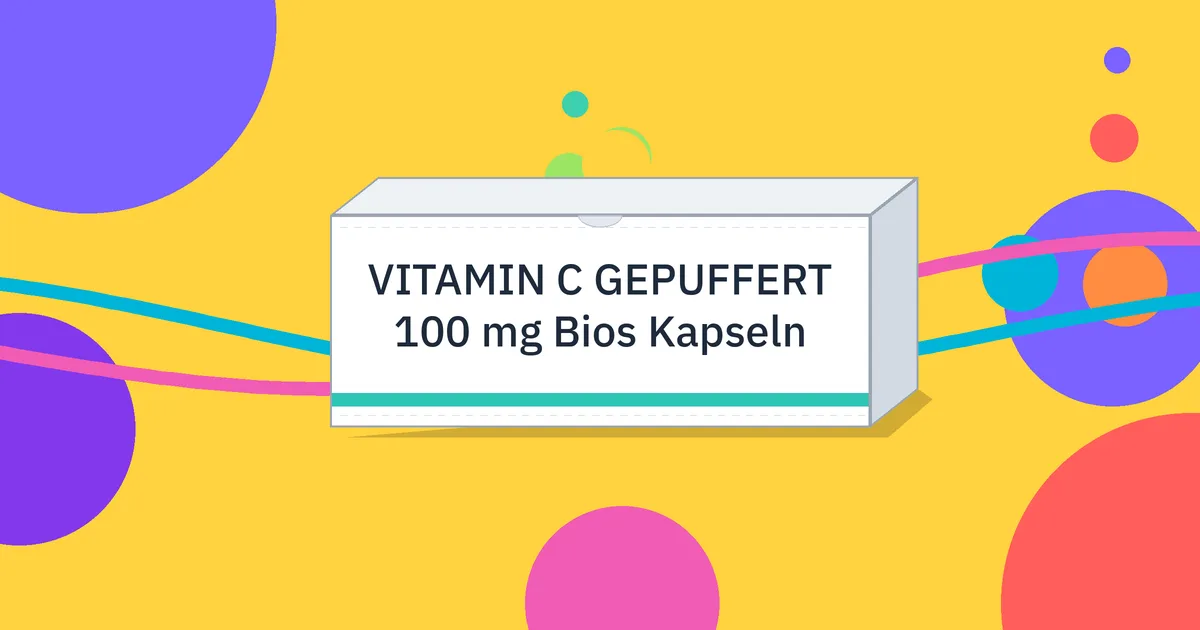 Symbolbild: Packung mit der Aufschrift VITAMIN C GEPUFFERT 100 mg Bios Kapseln (PZN 00967050) – Verfügbarkeit und Bezug in Apotheken in Frankfurt am Main