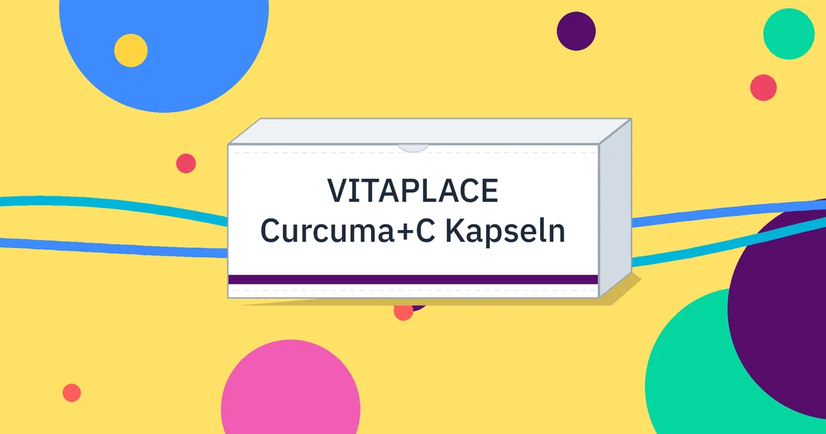 Symbolbild: Packung mit der Aufschrift VITAPLACE Curcuma+C Kapseln (PZN 19419983) – Verfügbarkeit und Bezug in Apotheken in Frankfurt am Main