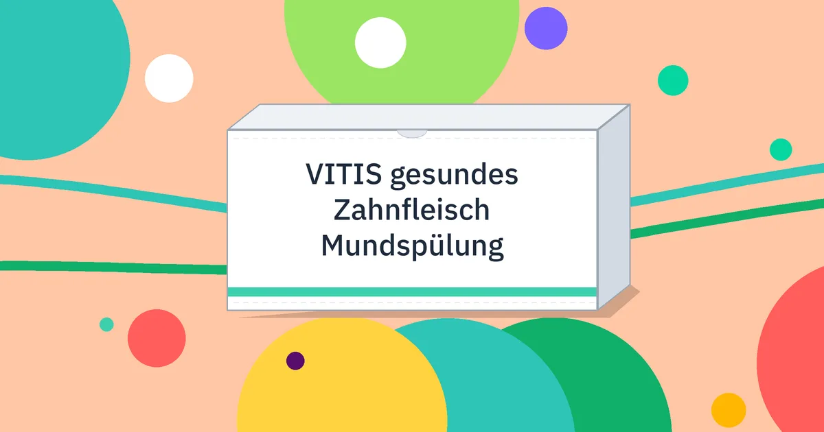 Symbolbild: Packung mit der Aufschrift VITIS gesundes Zahnfleisch Mundspülung (PZN 19152468) – Verfügbarkeit und Bezug in Apotheken in Frankfurt am Main