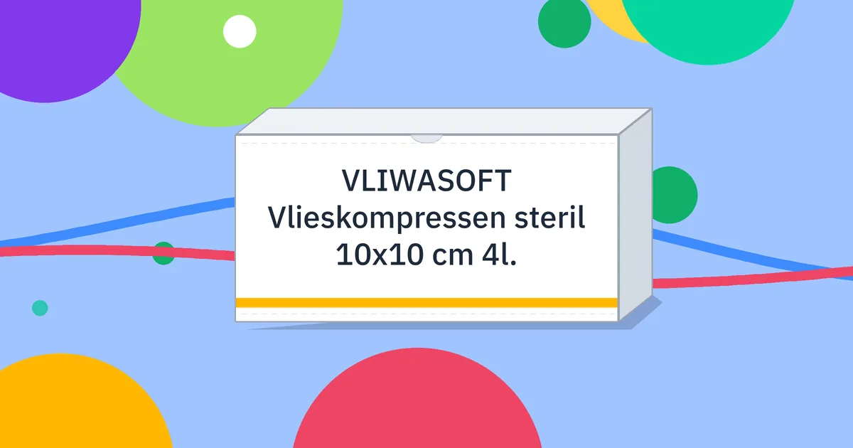 Symbolbild: Packung mit der Aufschrift VLIWASOFT Vlieskompressen steril 10x10 cm 4l. (PZN 06325588) – Verfügbarkeit und Bezug in Apotheken in Frankfurt am Main