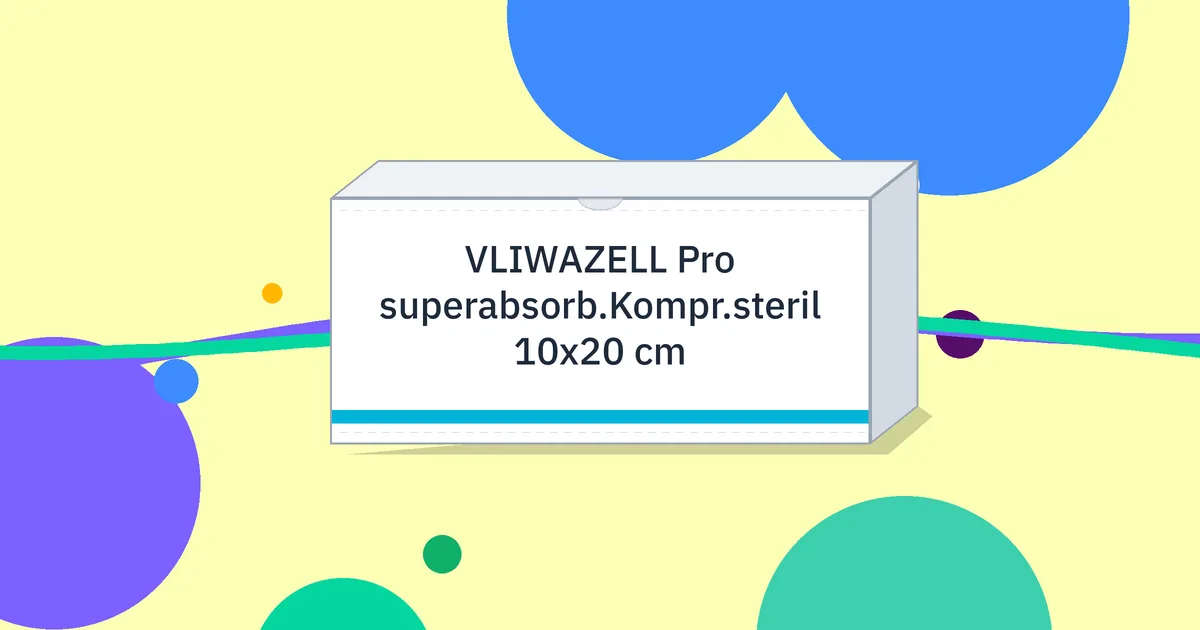Symbolbild: Packung mit der Aufschrift VLIWAZELL Pro superabsorb.Kompr.steril 10x20 cm (PZN 17264565) – Verfügbarkeit und Bezug in Apotheken in Frankfurt am Main