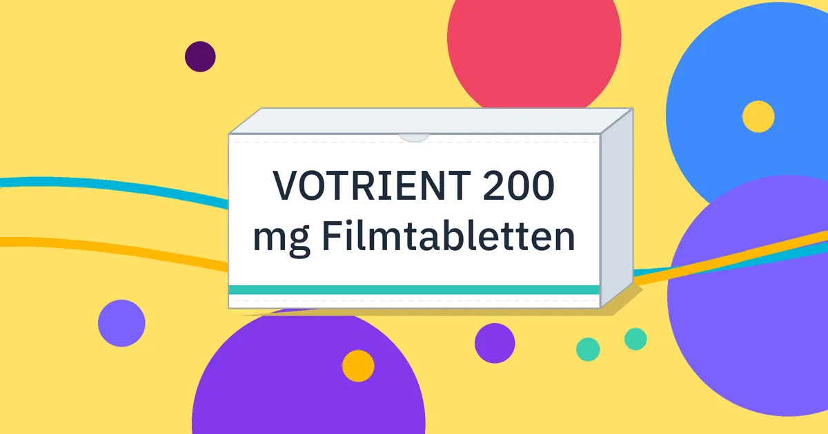 Symbolbild: Packung mit der Aufschrift VOTRIENT 200 mg Filmtabletten (PZN 14143766) – Verfügbarkeit und Bezug in Apotheken in Frankfurt am Main
