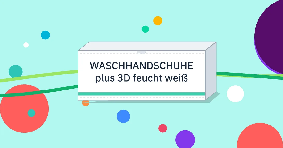 Symbolbild: Packung mit der Aufschrift WASCHHANDSCHUHE plus 3D feucht weiß (PZN 12392175) – Verfügbarkeit und Bezug in Apotheken in Frankfurt am Main