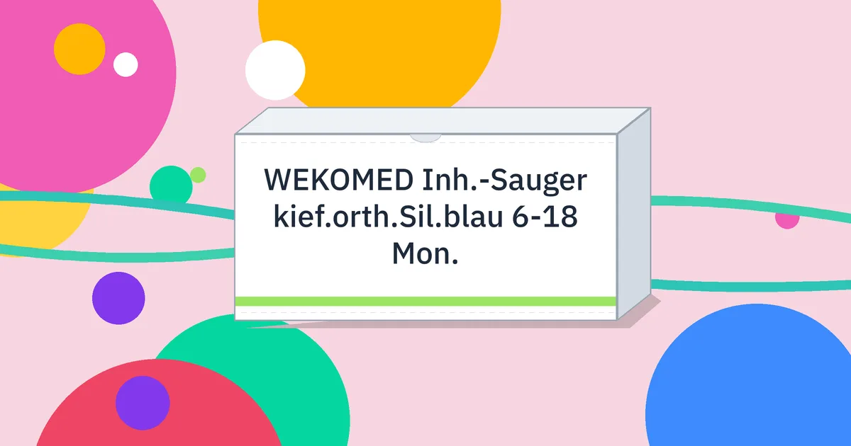 Symbolbild: Packung mit der Aufschrift WEKOMED Inh.-Sauger kief.orth.Sil.blau 6-18 Mon. (PZN 09238217) – Verfügbarkeit und Bezug in Apotheken in Frankfurt am Main