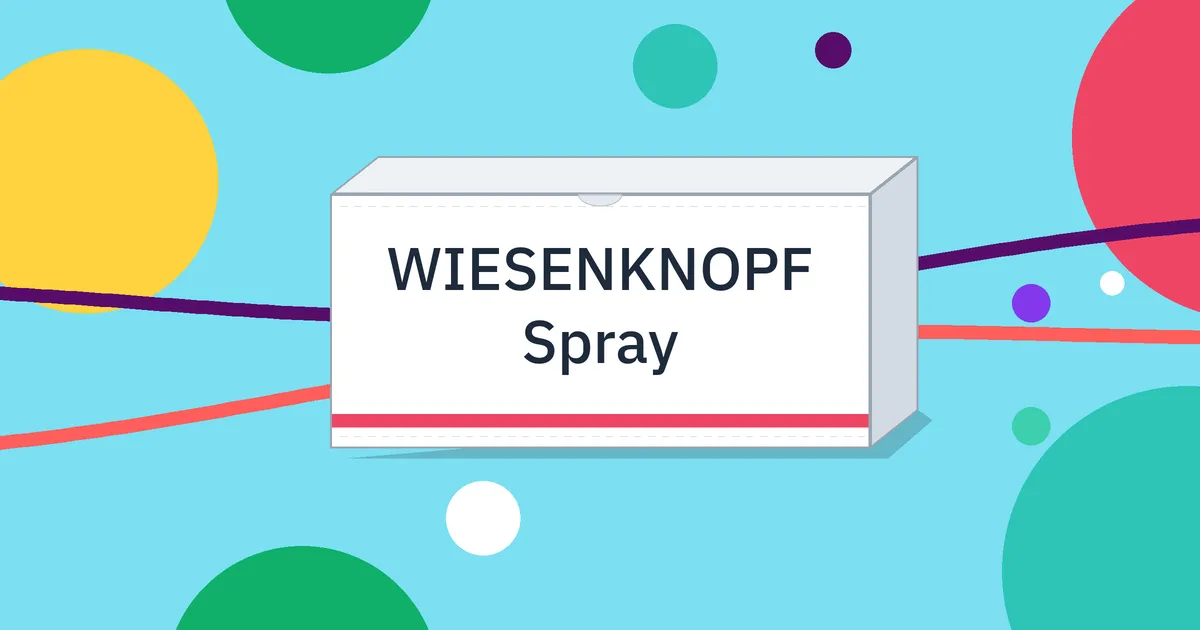 Symbolbild: Packung mit der Aufschrift WIESENKNOPF Spray (PZN 12496377) – Verfügbarkeit und Bezug in Apotheken in Frankfurt am Main