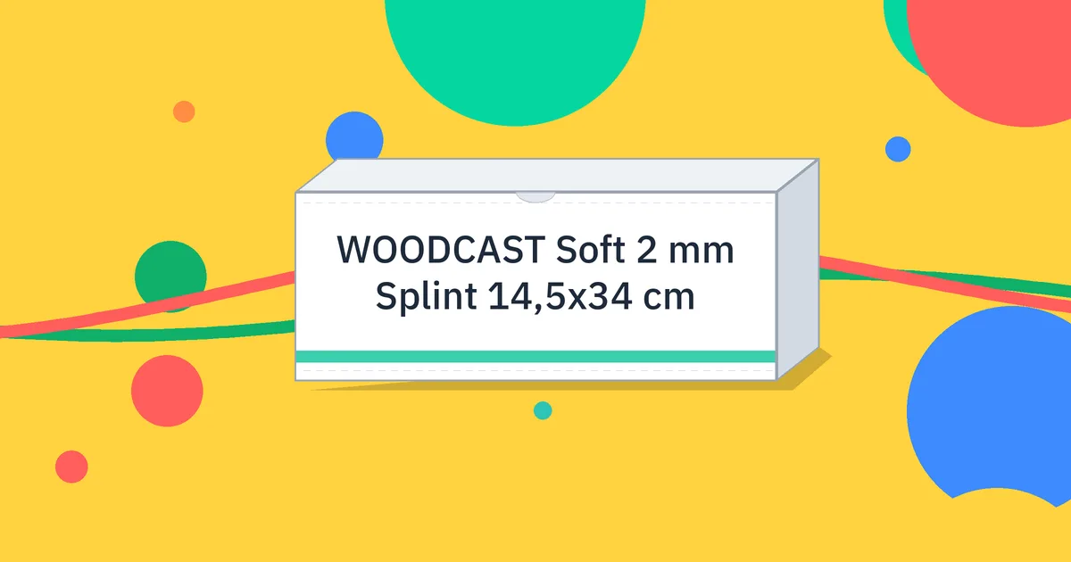 Symbolbild: Packung mit der Aufschrift WOODCAST Soft 2 mm Splint 14,5x34 cm (PZN 10346165) – Verfügbarkeit und Bezug in Apotheken in Frankfurt am Main