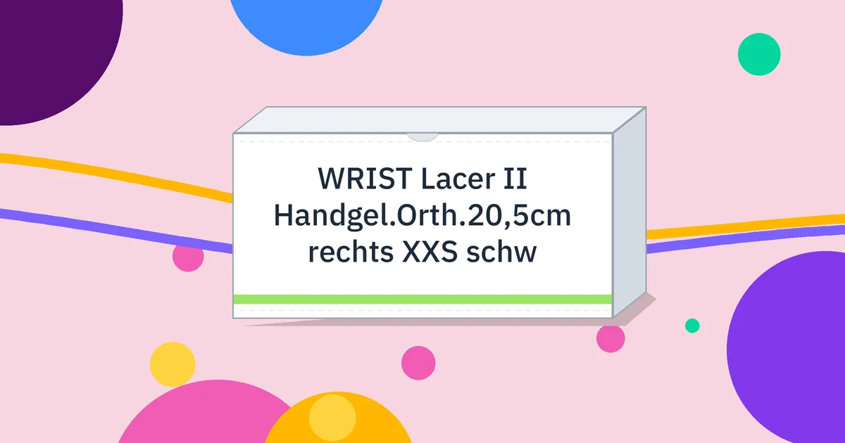 Symbolbild: Packung mit der Aufschrift WRIST Lacer II Handgel.Orth.20,5cm rechts XXS schw (PZN 14048312) – Verfügbarkeit und Bezug in Apotheken in Frankfurt am Main
