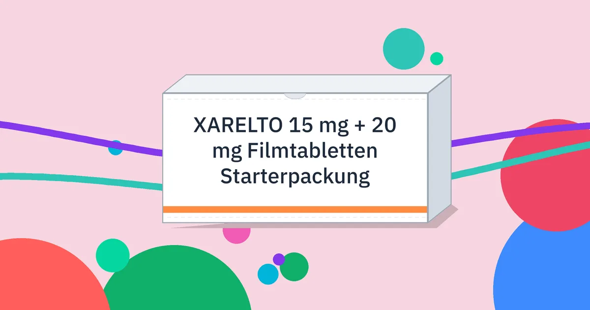 Symbolbild: Packung mit der Aufschrift XARELTO 15 mg + 20 mg Filmtabletten Starterpackung (PZN 17490422) – Verfügbarkeit und Bezug in Apotheken in Frankfurt am Main
