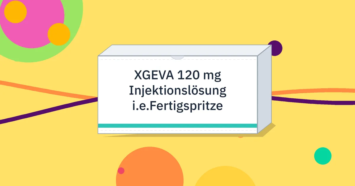 Symbolbild: Packung mit der Aufschrift XGEVA 120 mg Injektionslösung i.e.Fertigspritze (PZN 20310731) – Verfügbarkeit und Bezug in Apotheken in Frankfurt am Main