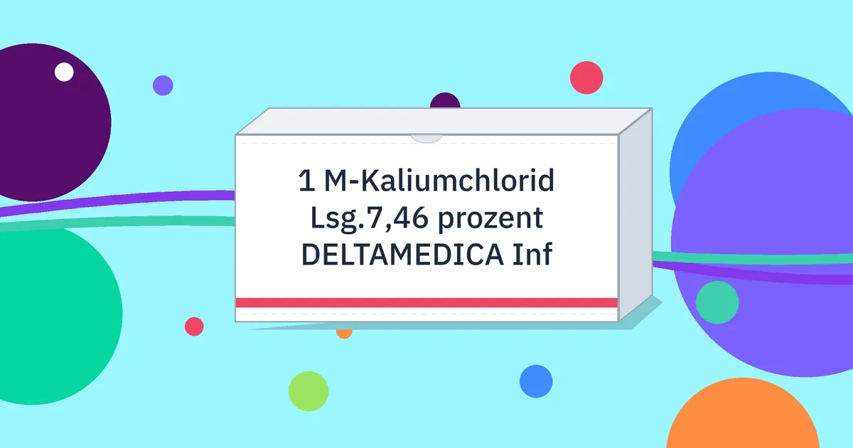 Symbolbild: Packung mit der Aufschrift 1 M-Kaliumchlorid Lsg.7,46 prozent DELTAMEDICA Inf (PZN 14036579) – Verfügbarkeit und Bezug in Apotheken in Frankfurt am Main