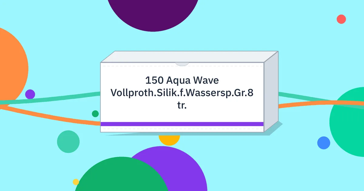 Symbolbild: Packung mit der Aufschrift 150 Aqua Wave Vollproth.Silik.f.Wassersp.Gr.8 tr. (PZN 18711871) – Verfügbarkeit und Bezug in Apotheken in Frankfurt am Main