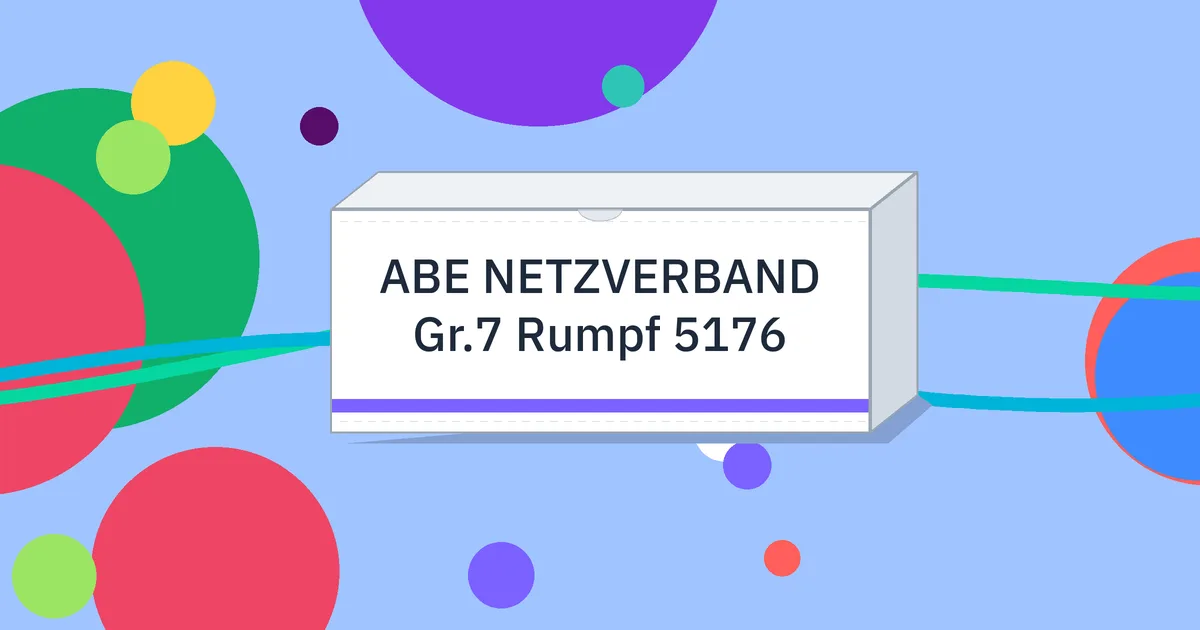 Symbolbild: Packung mit der Aufschrift ABE NETZVERBAND Gr.7 Rumpf 5176 (PZN 03065856) – Verfügbarkeit und Bezug in Apotheken in Frankfurt am Main