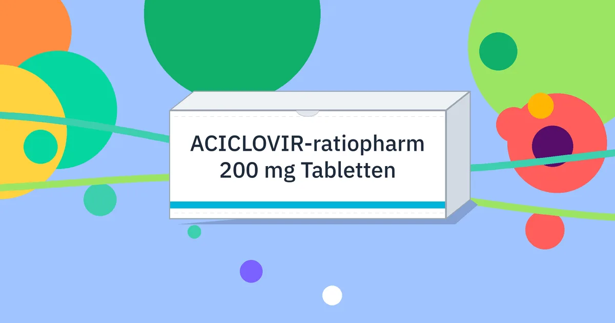 Symbolbild: Packung mit der Aufschrift ACICLOVIR-ratiopharm 200 mg Tabletten (PZN 09091300) – Verfügbarkeit und Bezug in Apotheken in Frankfurt am Main