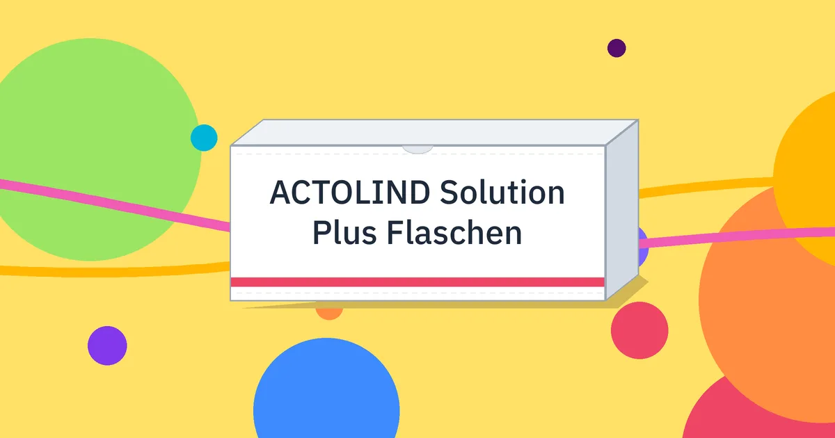 Symbolbild: Packung mit der Aufschrift ACTOLIND Solution Plus Flaschen (PZN 20740874) – Verfügbarkeit und Bezug in Apotheken in Frankfurt am Main