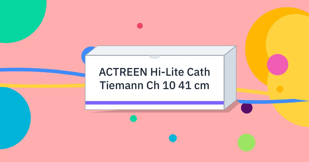 Symbolbild: Packung mit der Aufschrift ACTREEN Hi-Lite Cath Tiemann Ch 10 41 cm (PZN 09948829) – Verfügbarkeit und Bezug in Apotheken in Frankfurt am Main