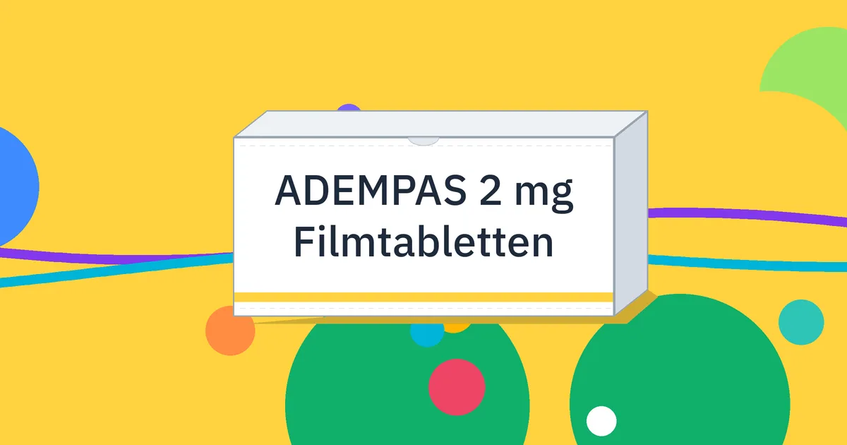 Symbolbild: Packung mit der Aufschrift ADEMPAS 2 mg Filmtabletten (PZN 10002885) – Verfügbarkeit und Bezug in Apotheken in Frankfurt am Main