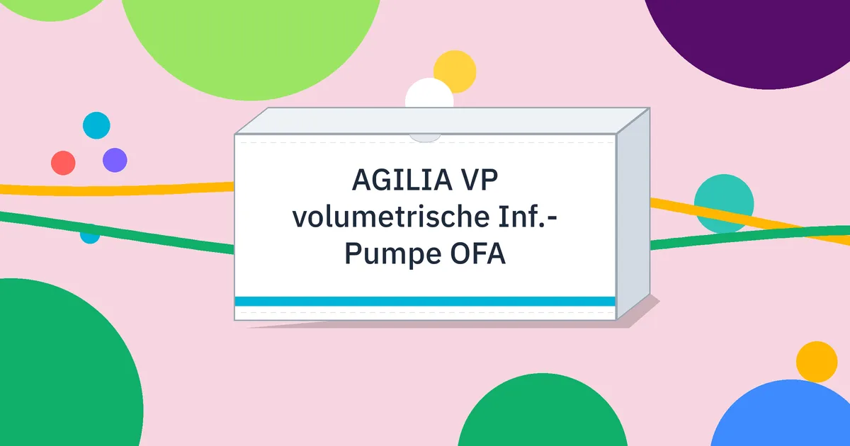Symbolbild: Packung mit der Aufschrift AGILIA VP volumetrische Inf.-Pumpe OFA (PZN 19152818) – Verfügbarkeit und Bezug in Apotheken in Frankfurt am Main