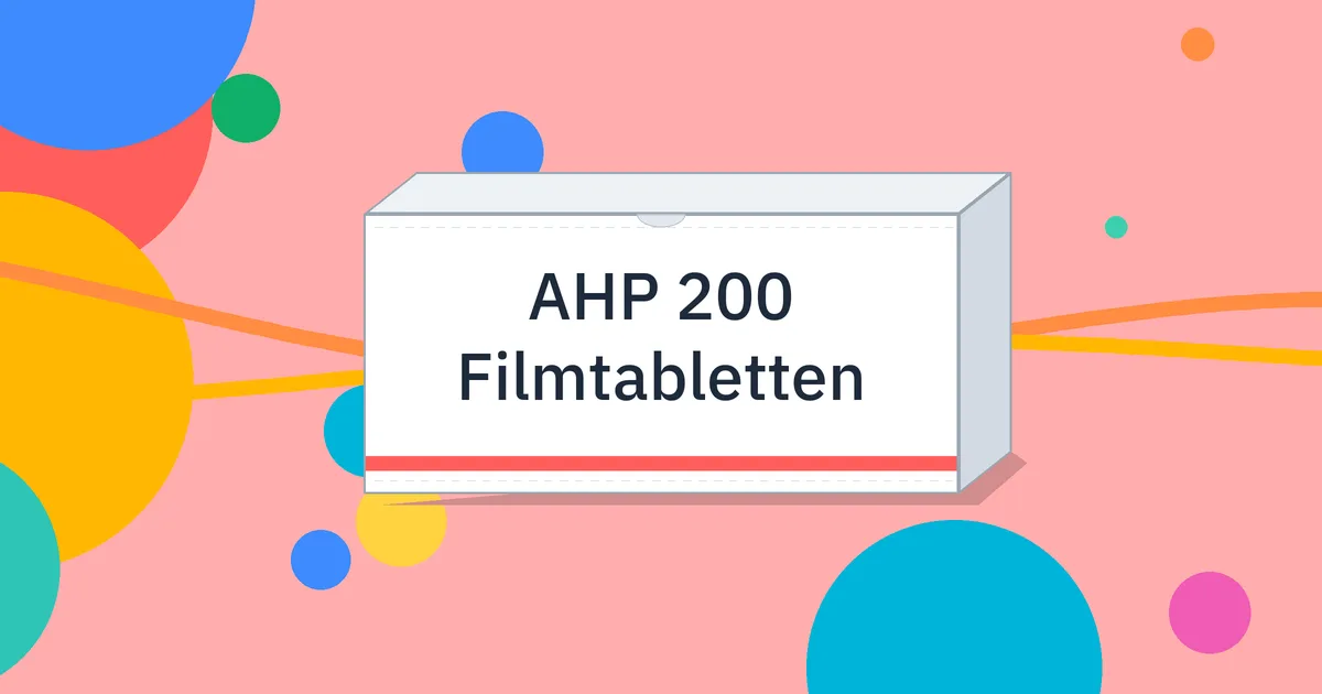 Symbolbild: Packung mit der Aufschrift AHP 200 Filmtabletten (PZN 02420717) – Verfügbarkeit und Bezug in Apotheken in Frankfurt am Main