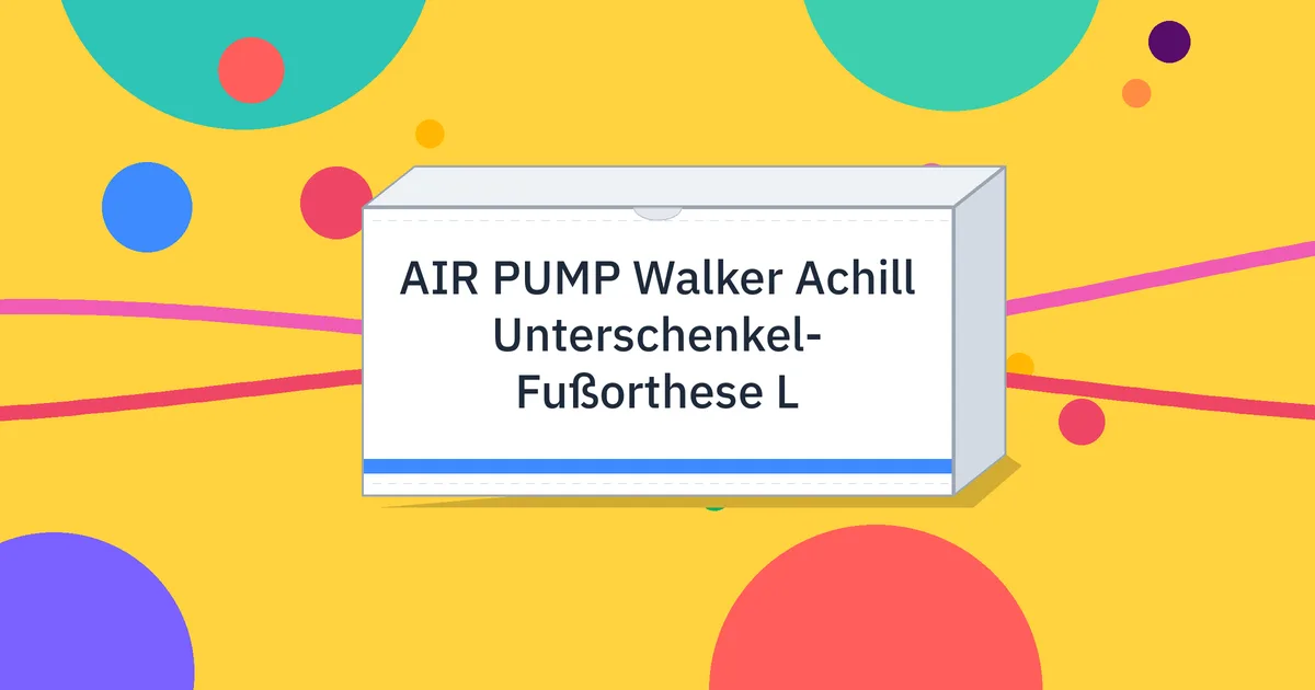 Symbolbild: Packung mit der Aufschrift AIR PUMP Walker Achill Unterschenkel-Fußorthese L (PZN 19109076) – Verfügbarkeit und Bezug in Apotheken in Frankfurt am Main