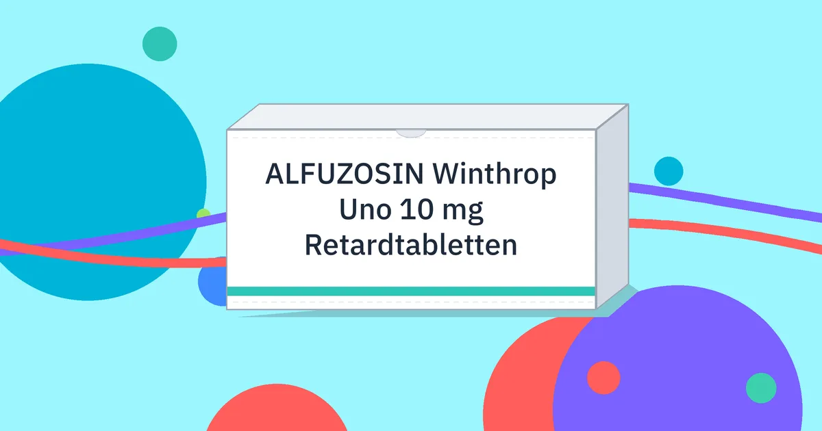 Symbolbild: Packung mit der Aufschrift ALFUZOSIN Winthrop Uno 10 mg Retardtabletten (PZN 04944910) – Verfügbarkeit und Bezug in Apotheken in Frankfurt am Main