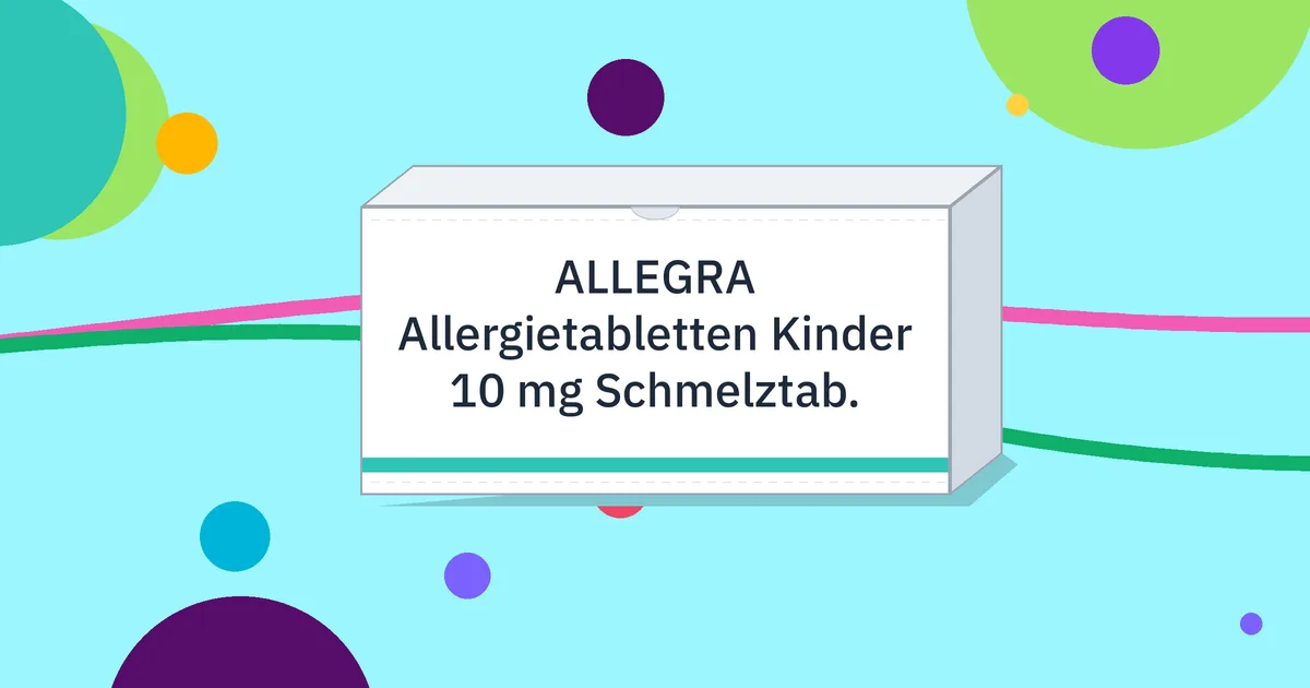 Symbolbild: Packung mit der Aufschrift ALLEGRA Allergietabletten Kinder 10 mg Schmelztab. (PZN 18878884) – Verfügbarkeit und Bezug in Apotheken in Frankfurt am Main