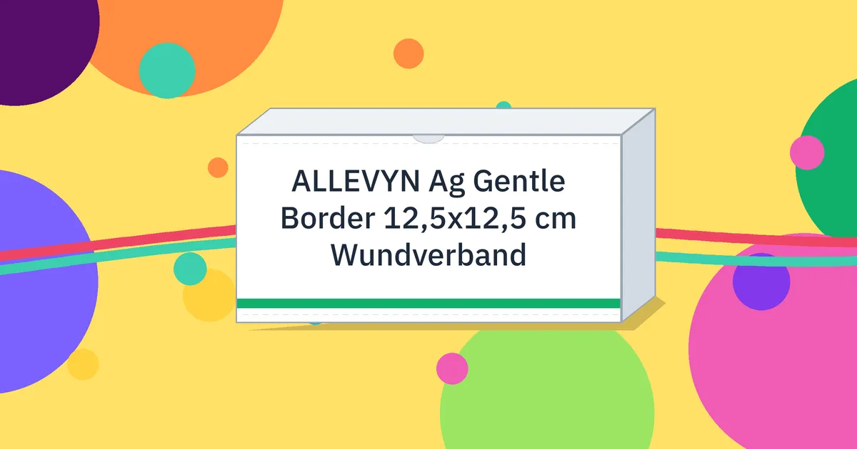 Symbolbild: Packung mit der Aufschrift ALLEVYN Ag Gentle Border 12,5x12,5 cm Wundverband (PZN 13584592) – Verfügbarkeit und Bezug in Apotheken in Frankfurt am Main