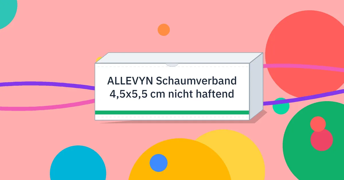 Symbolbild: Packung mit der Aufschrift ALLEVYN Schaumverband 4,5x5,5 cm nicht haftend (PZN 16164465) – Verfügbarkeit und Bezug in Apotheken in Frankfurt am Main