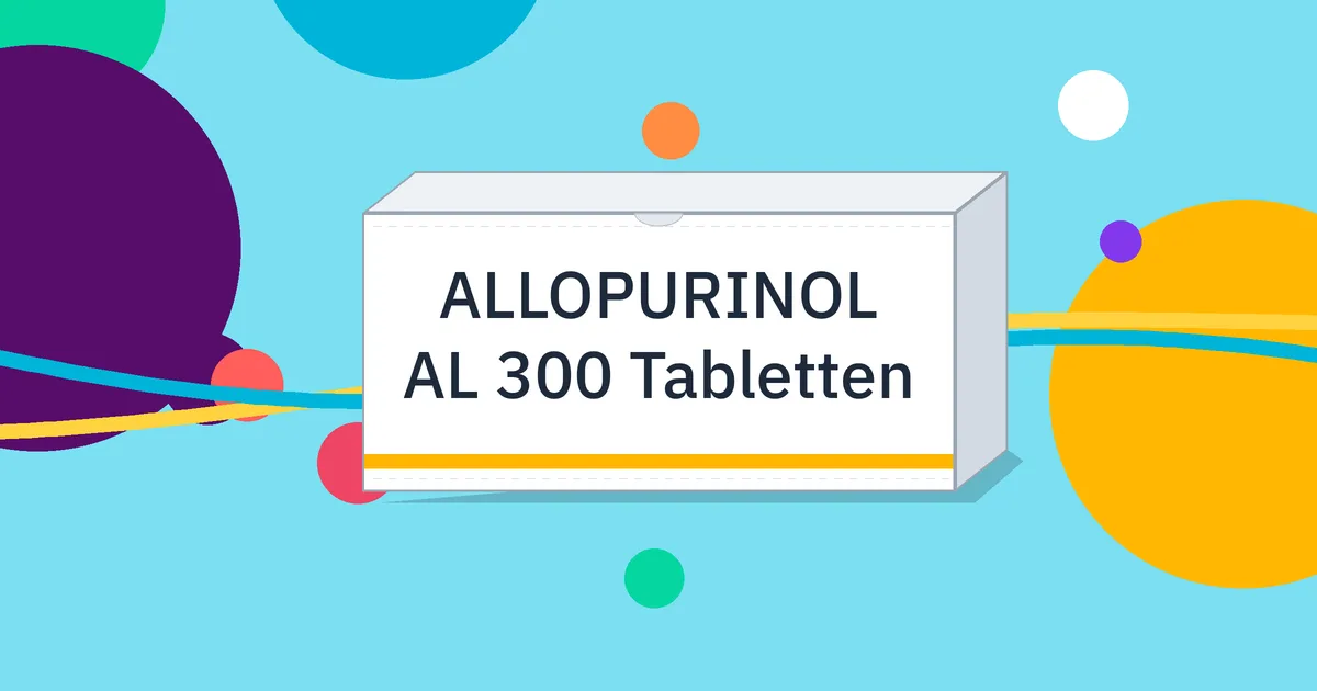Symbolbild: Packung mit der Aufschrift ALLOPURINOL AL 300 Tabletten (PZN 03399847) – Verfügbarkeit und Bezug in Apotheken in Frankfurt am Main