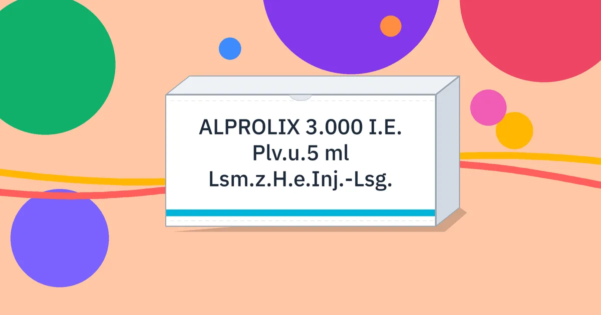 Symbolbild: Packung mit der Aufschrift ALPROLIX 3.000 I.E. Plv.u.5 ml Lsm.z.H.e.Inj.-Lsg. (PZN 11711158) – Verfügbarkeit und Bezug in Apotheken in Frankfurt am Main