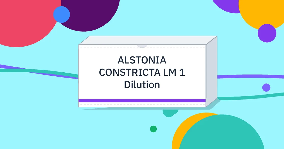 Symbolbild: Packung mit der Aufschrift ALSTONIA CONSTRICTA LM 1 Dilution (PZN 13314183) – Verfügbarkeit und Bezug in Apotheken in Frankfurt am Main