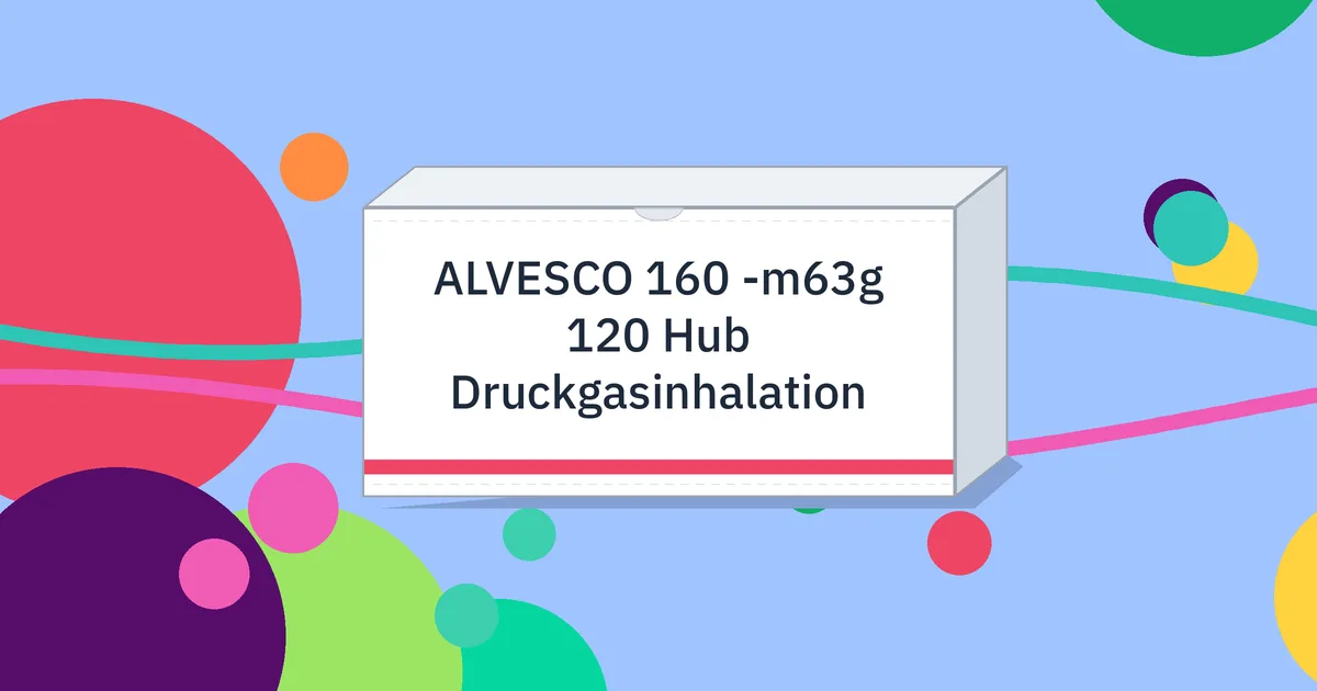 Symbolbild: Packung mit der Aufschrift ALVESCO 160 -m63g 120 Hub Druckgasinhalation (PZN 17204416) – Verfügbarkeit und Bezug in Apotheken in Frankfurt am Main
