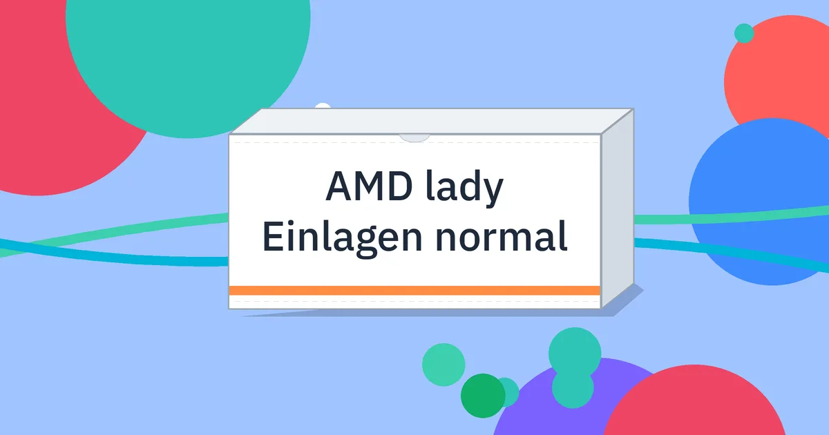 Symbolbild: Packung mit der Aufschrift AMD lady Einlagen normal (PZN 15741015) – Verfügbarkeit und Bezug in Apotheken in Frankfurt am Main