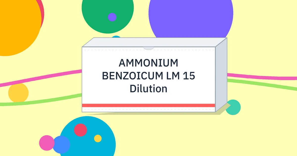 Symbolbild: Packung mit der Aufschrift AMMONIUM BENZOICUM LM 15 Dilution (PZN 13319967) – Verfügbarkeit und Bezug in Apotheken in Frankfurt am Main