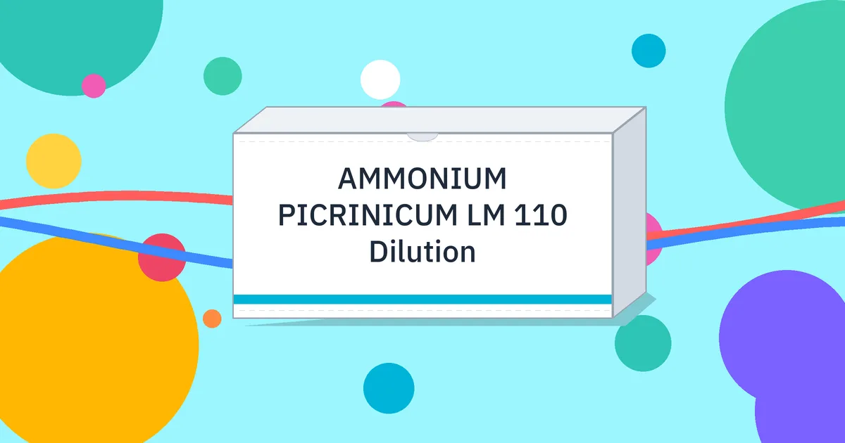 Symbolbild: Packung mit der Aufschrift AMMONIUM PICRINICUM LM 110 Dilution (PZN 13323041) – Verfügbarkeit und Bezug in Apotheken in Frankfurt am Main