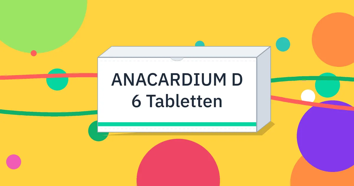Symbolbild: Packung mit der Aufschrift ANACARDIUM D 6 Tabletten (PZN 01756786) – Verfügbarkeit und Bezug in Apotheken in Frankfurt am Main