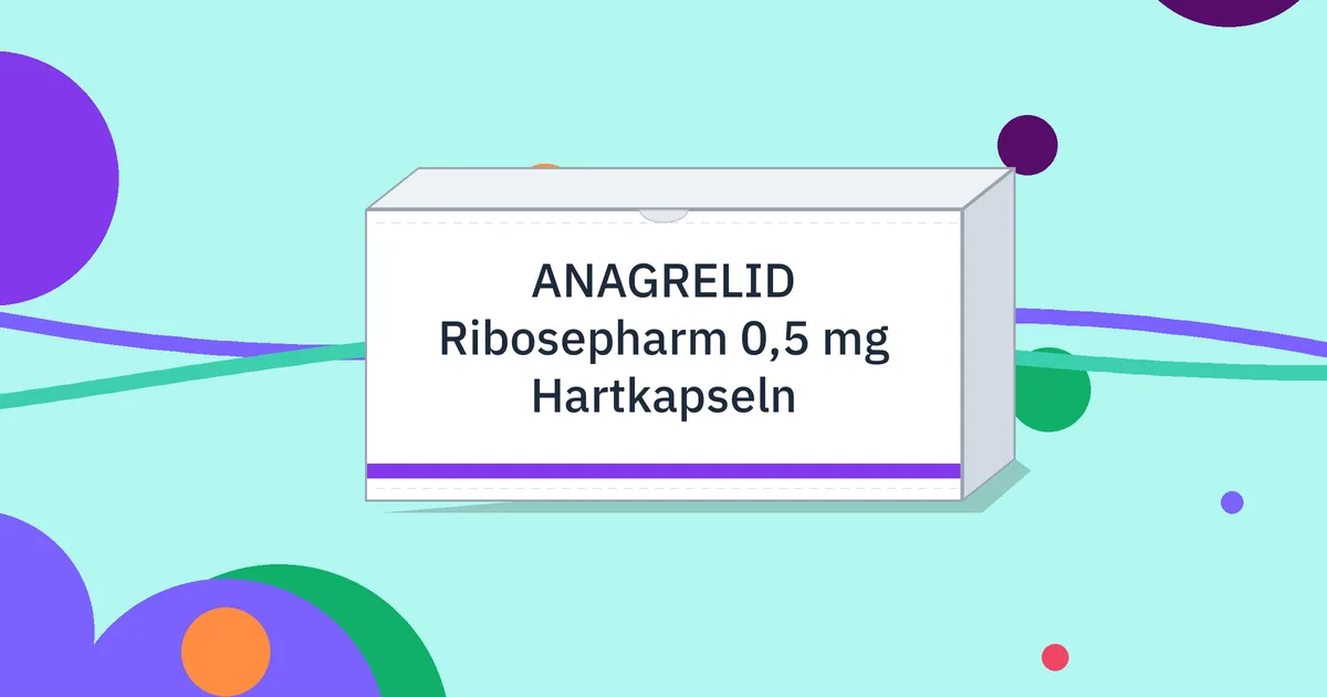 Symbolbild: Packung mit der Aufschrift ANAGRELID Ribosepharm 0,5 mg Hartkapseln (PZN 13477034) – Verfügbarkeit und Bezug in Apotheken in Frankfurt am Main