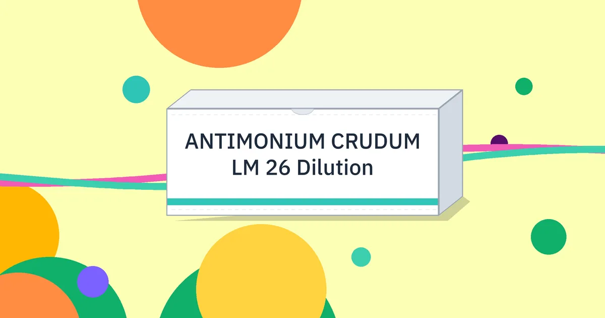 Symbolbild: Packung mit der Aufschrift ANTIMONIUM CRUDUM LM 26 Dilution (PZN 12763944) – Verfügbarkeit und Bezug in Apotheken in Frankfurt am Main