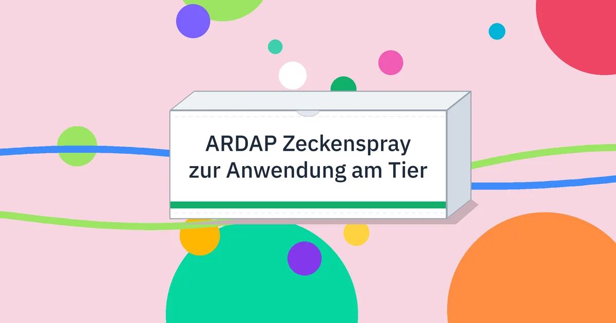 Symbolbild: Packung mit der Aufschrift ARDAP Zeckenspray zur Anwendung am Tier (PZN 14004929) – Verfügbarkeit und Bezug in Apotheken in Frankfurt am Main