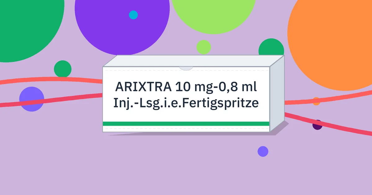 Symbolbild: Packung mit der Aufschrift ARIXTRA 10 mg-0,8 ml Inj.-Lsg.i.e.Fertigspritze (PZN 06939416) – Verfügbarkeit und Bezug in Apotheken in Frankfurt am Main