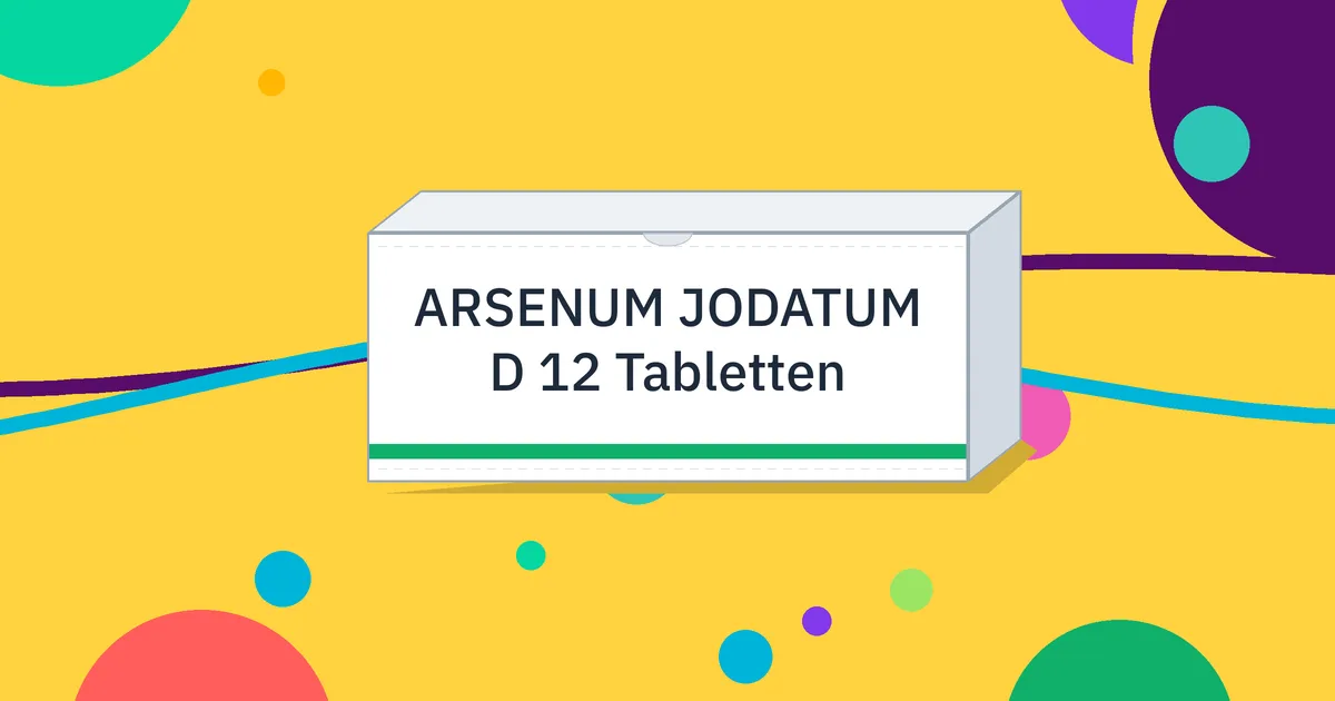 Symbolbild: Packung mit der Aufschrift ARSENUM JODATUM D 12 Tabletten (PZN 04205762) – Verfügbarkeit und Bezug in Apotheken in Frankfurt am Main