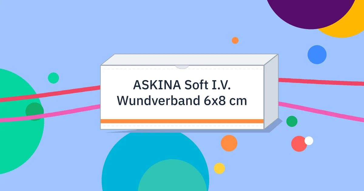 Symbolbild: Packung mit der Aufschrift ASKINA Soft I.V. Wundverband 6x8 cm (PZN 18713841) – Verfügbarkeit und Bezug in Apotheken in Frankfurt am Main